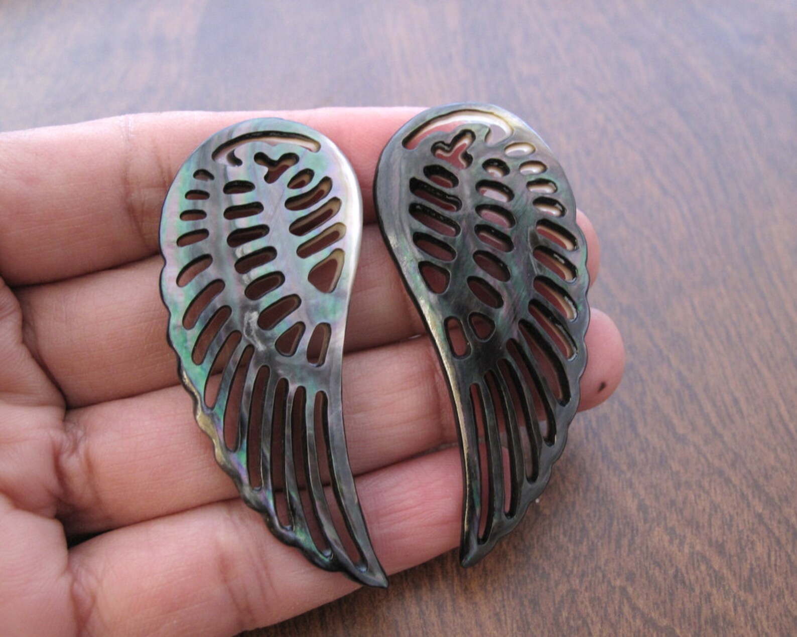 SALE Amazing Pair of Carved Angel Wing Mother of Pearl | Etsy