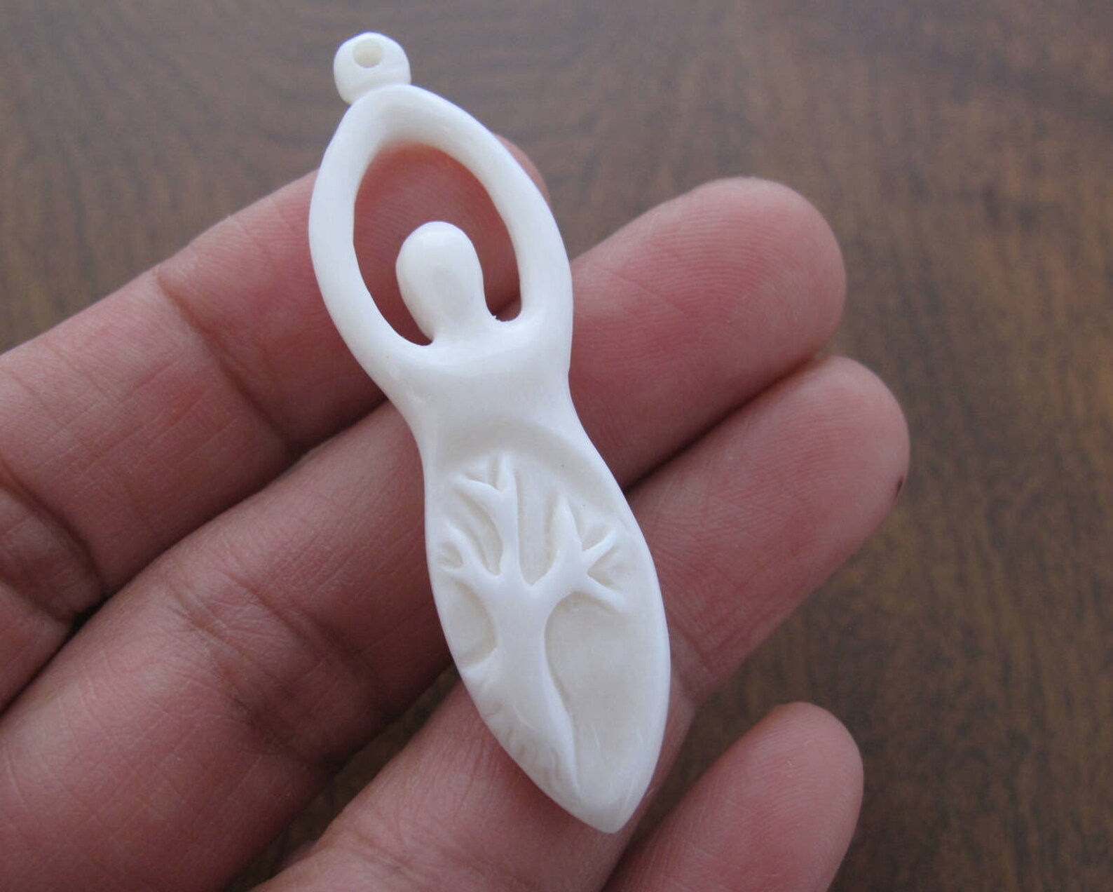 Reversible Carved Goddess Pendant Drilled Bone Carving - Etsy