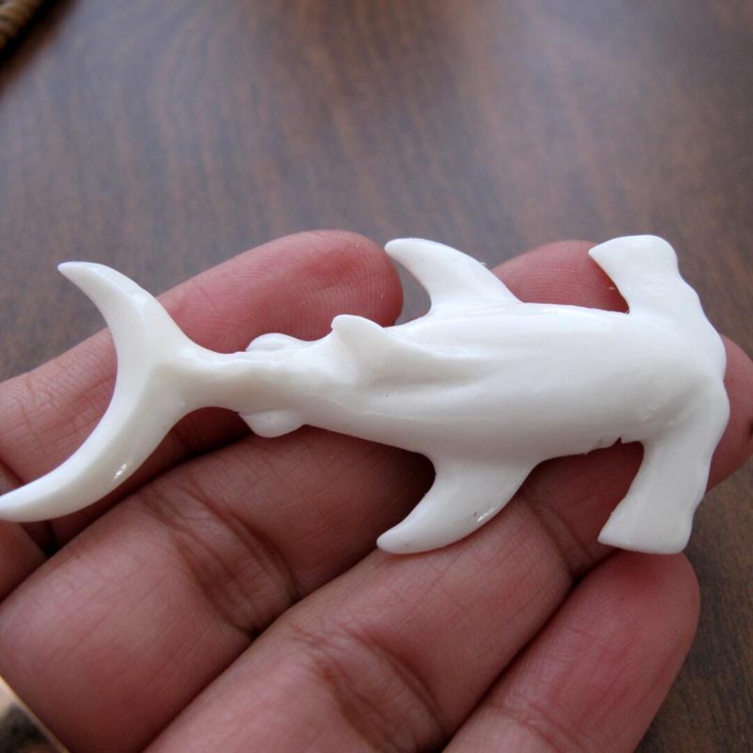Hand Carved Hammerhead Shark, Buffalo Bone Carving, Jewelry Making ...