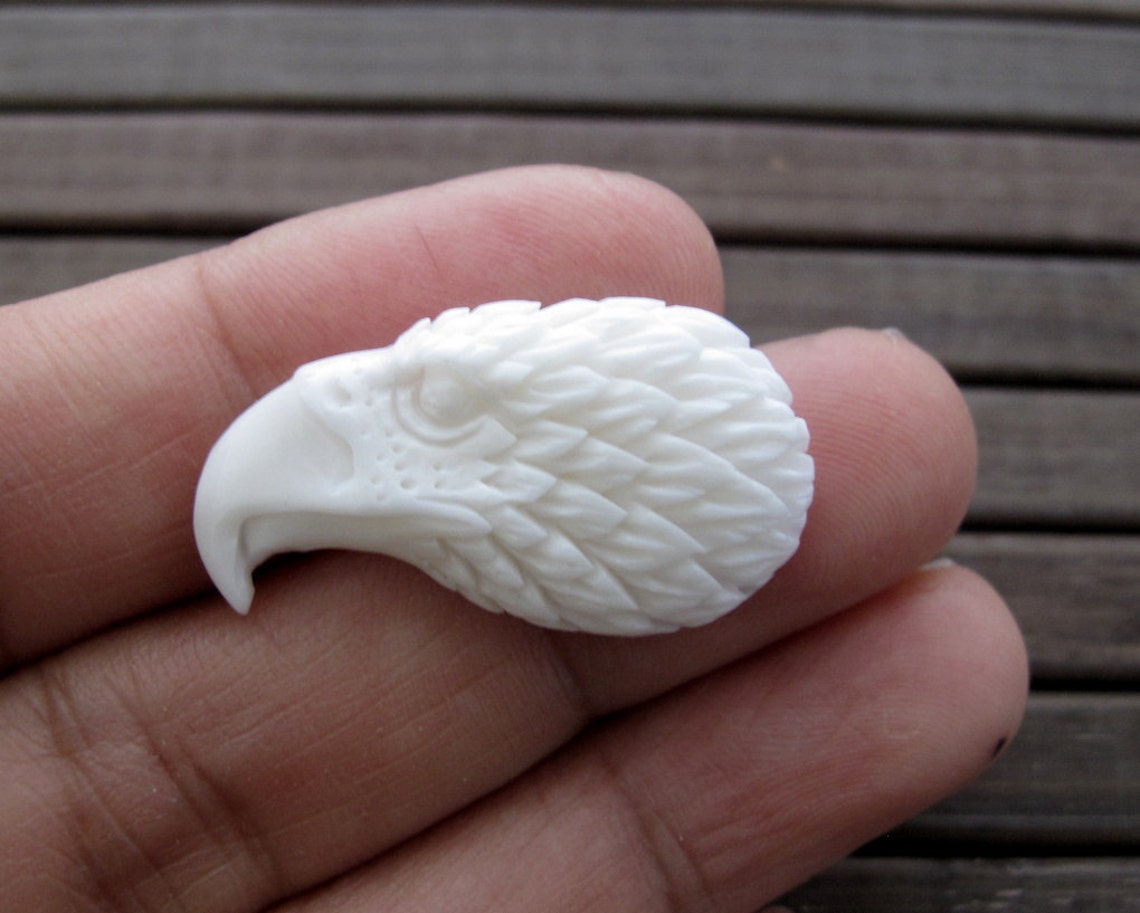 Hand Carved Eagle Head Flat Backed Supplies for Jewelry - Etsy