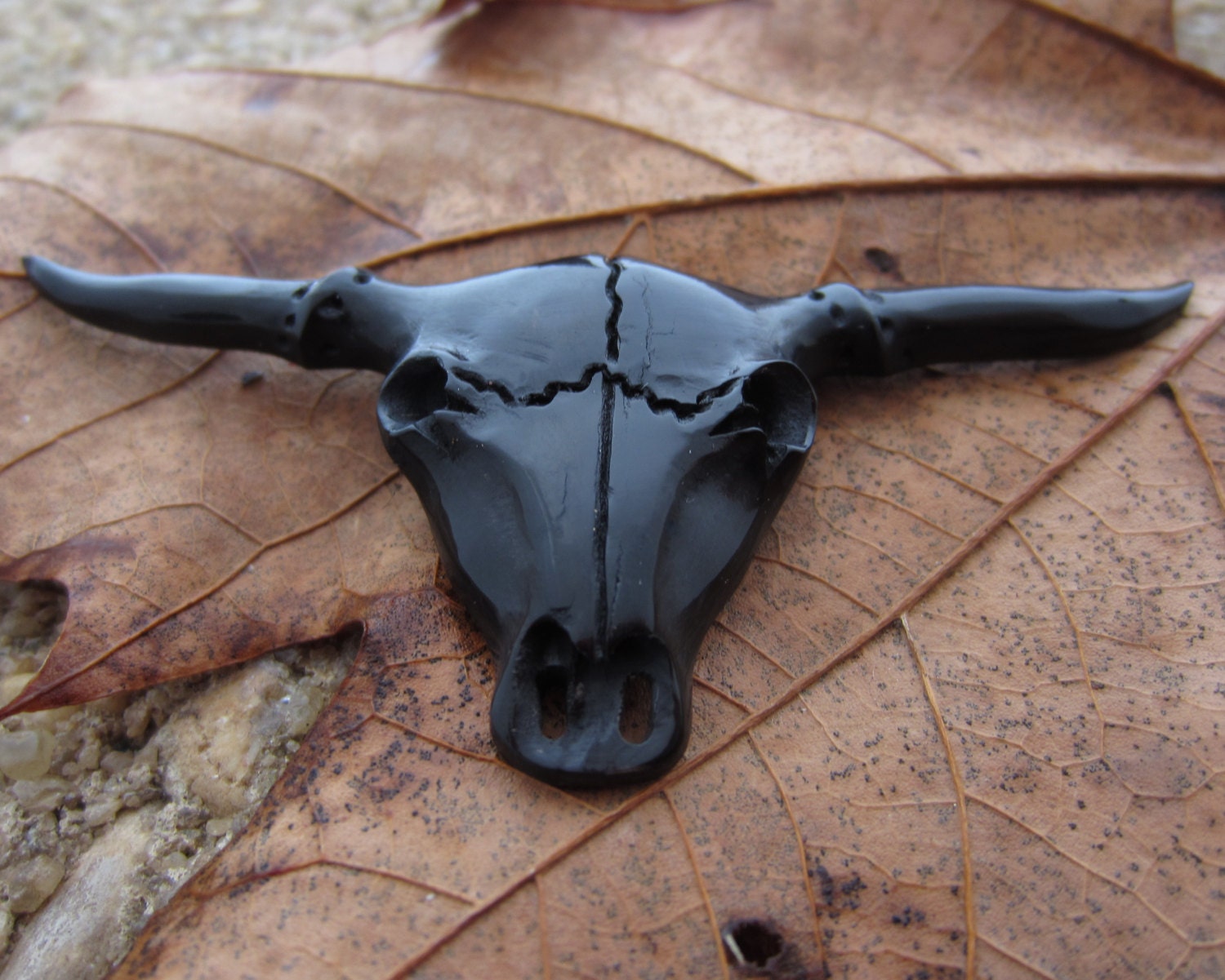 Finely Detailed Hand Carved Long Horn Drilled Sideways | Etsy