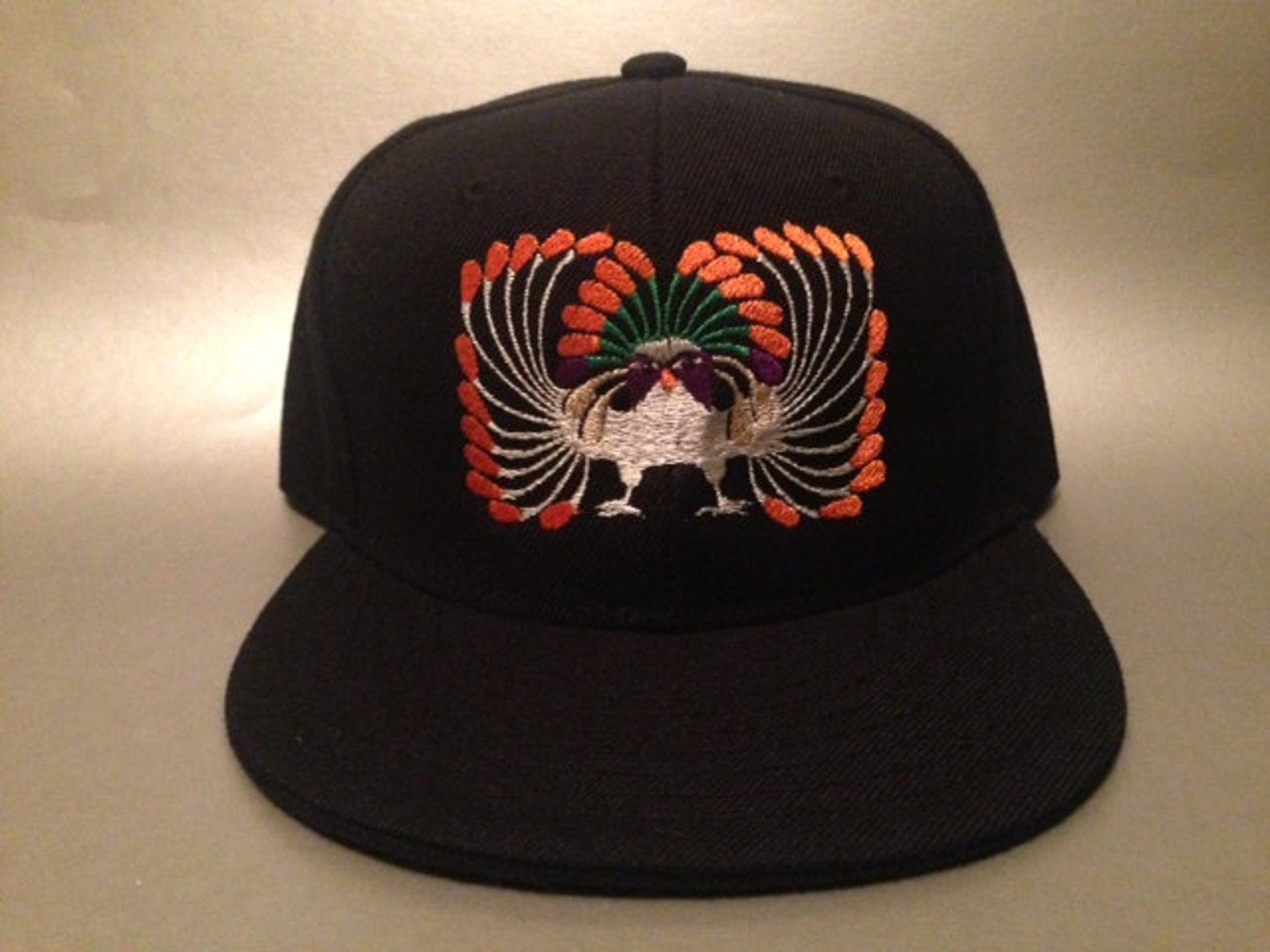 Inca Peacock Fitted Hat made to order flat bill FREE SHIPPING | Etsy