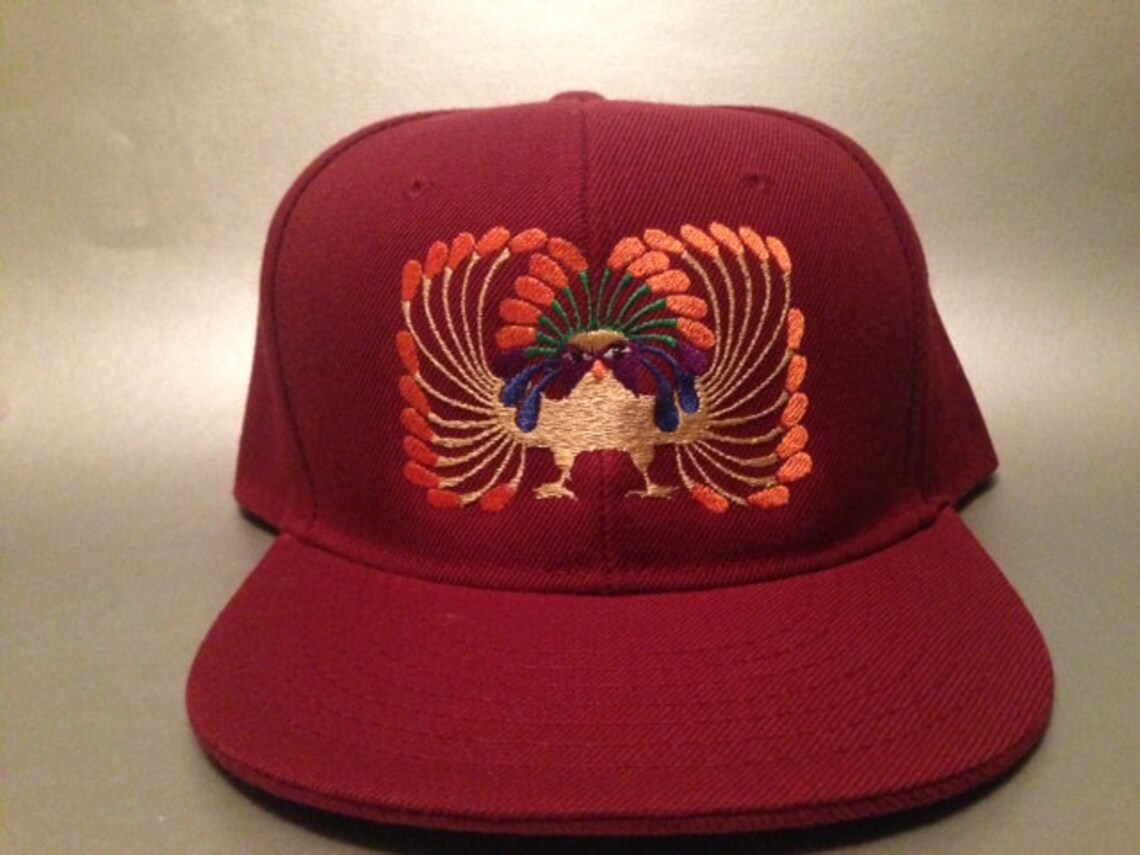 Inca Peacock Fitted Hat made to order flat bill FREE SHIPPING | Etsy