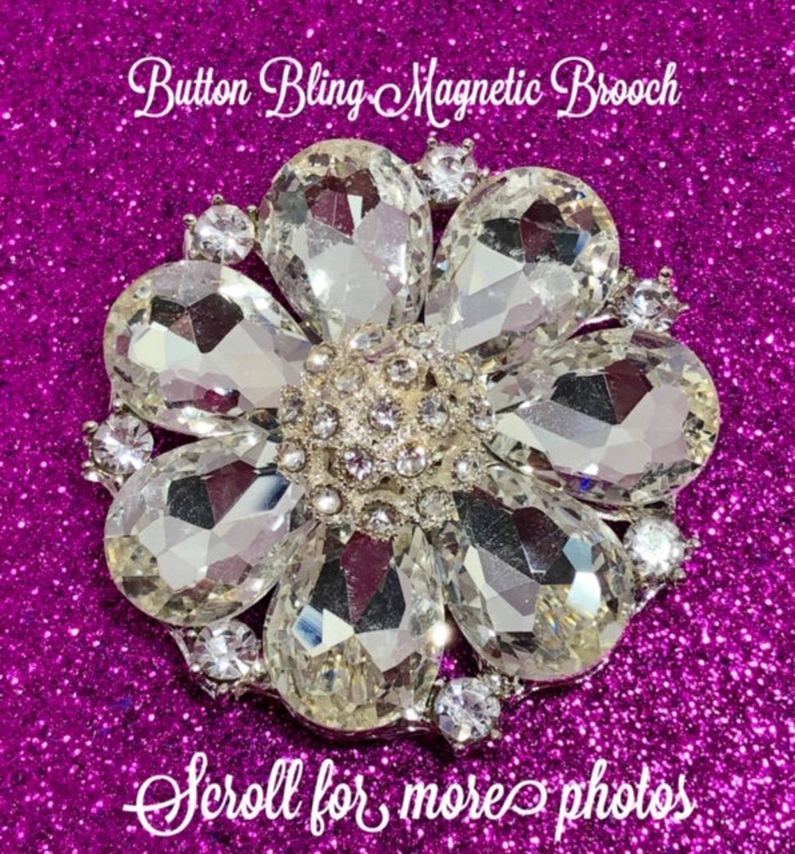 Silver Rhinestone Magnetic Brooch Scarf Pin for Scarveswraps - Etsy