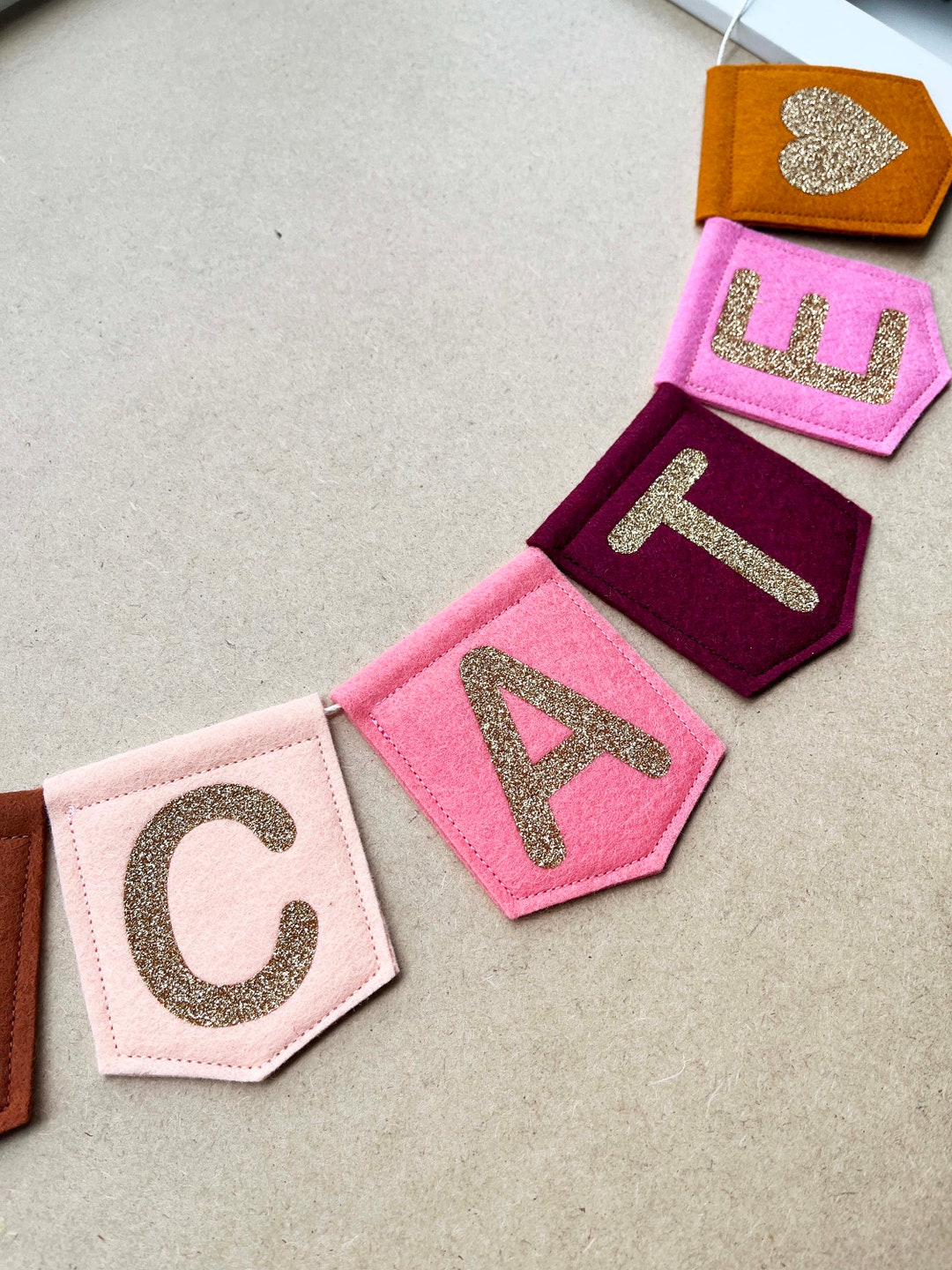 Personalized Wool Felt Name Bunting: Glitter Letters, Kids Room Decor ...