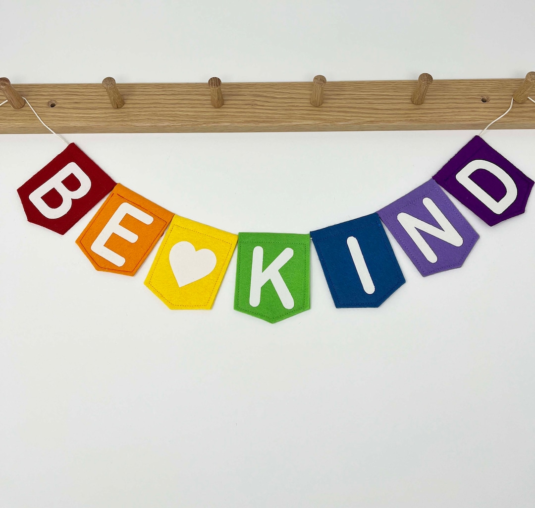 Be Kind Mini Name Bunting Wool Felt Kids Room Decor Playroom or ...