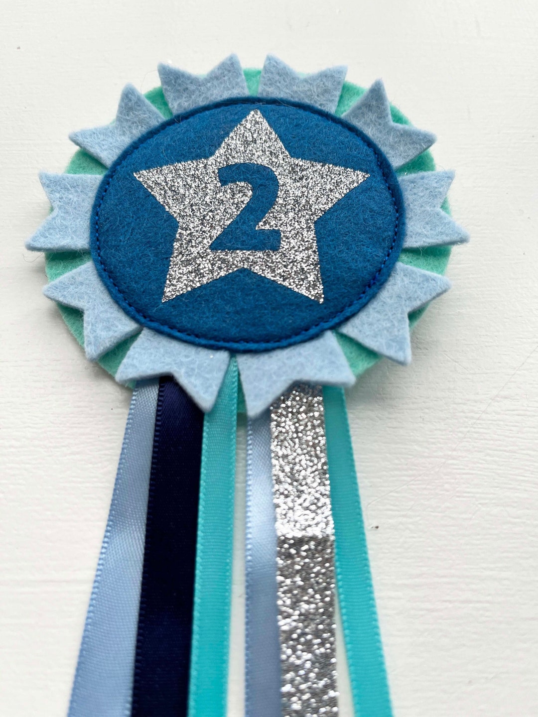 Glitter Star First Birthday Rosette Pin, Personalized Felt Badge, Age ...