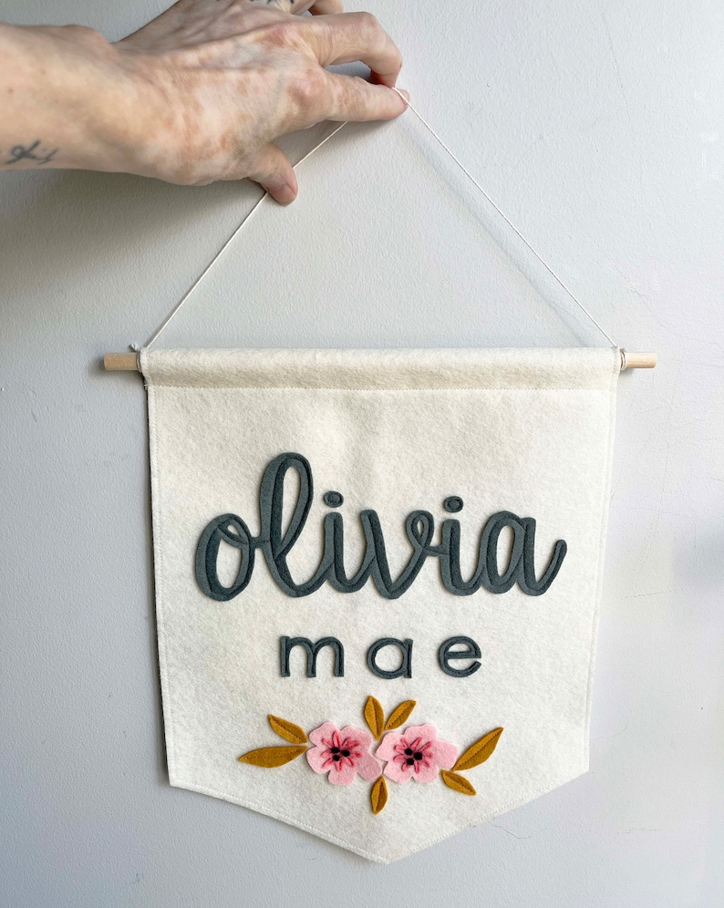 Custom Name Wool Felt Nursery Sign - Personalized Felt Banner - New ...