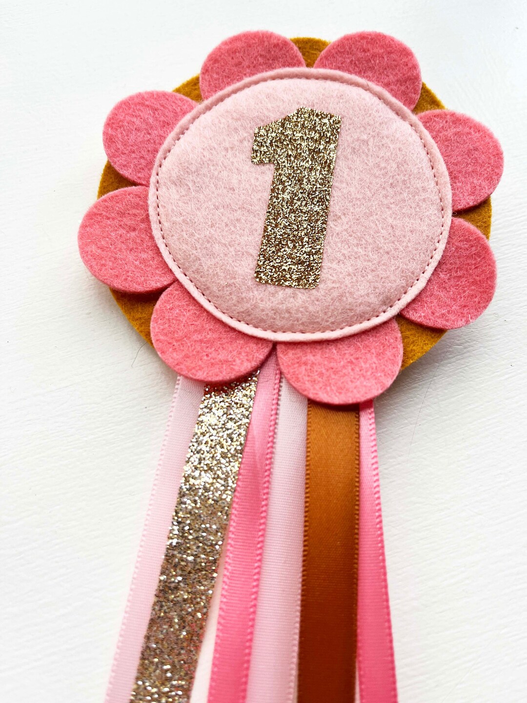 First Birthday Rosette Pin, Personalized Felt Badge, Age Birthday Party ...