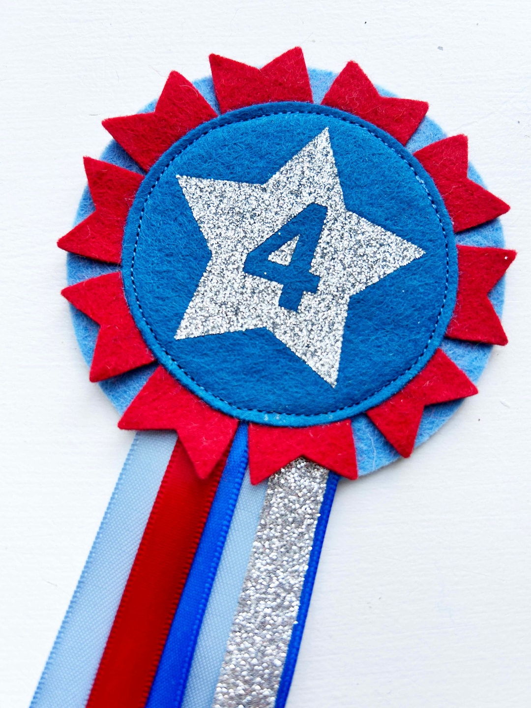 Glitter Star Birthday Rosette Pin, Personalized Felt Badge, Age ...