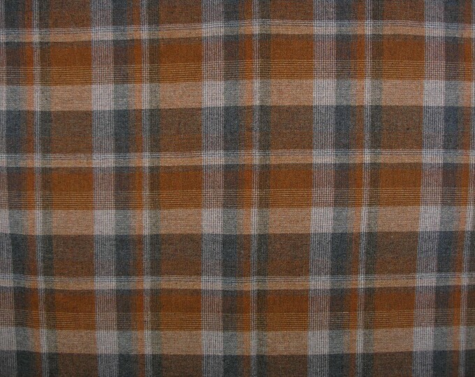 Plaid Wool Fabric Burnt Orange Rust Gray off White 55 Inches - Etsy