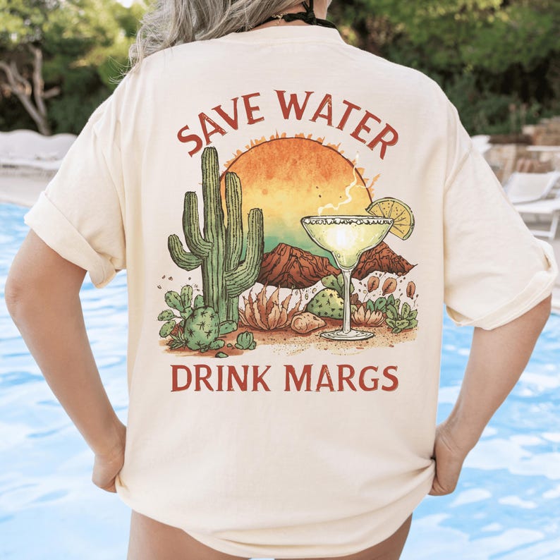 Save Water Drink Margs PNG, Margarita Sublimation Design, Funny Cactus ...