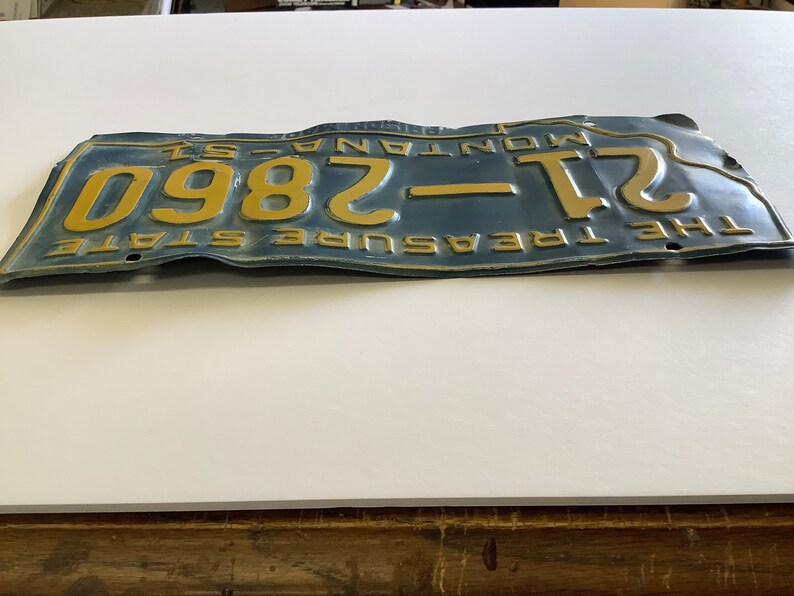 1951 Montana PRISON MADE Metal License Plate,toole County/shelby, 21 ...