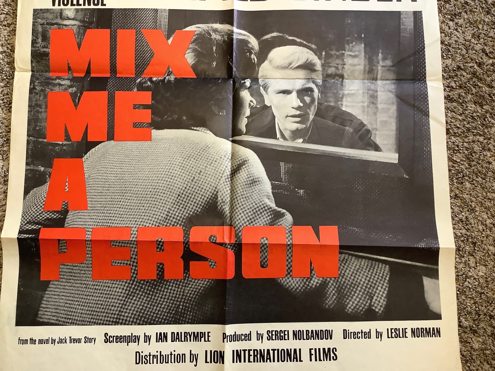 1962 Original MIX ME A PERSON Movie Theater Poster, Anne Baxter, Adam ...