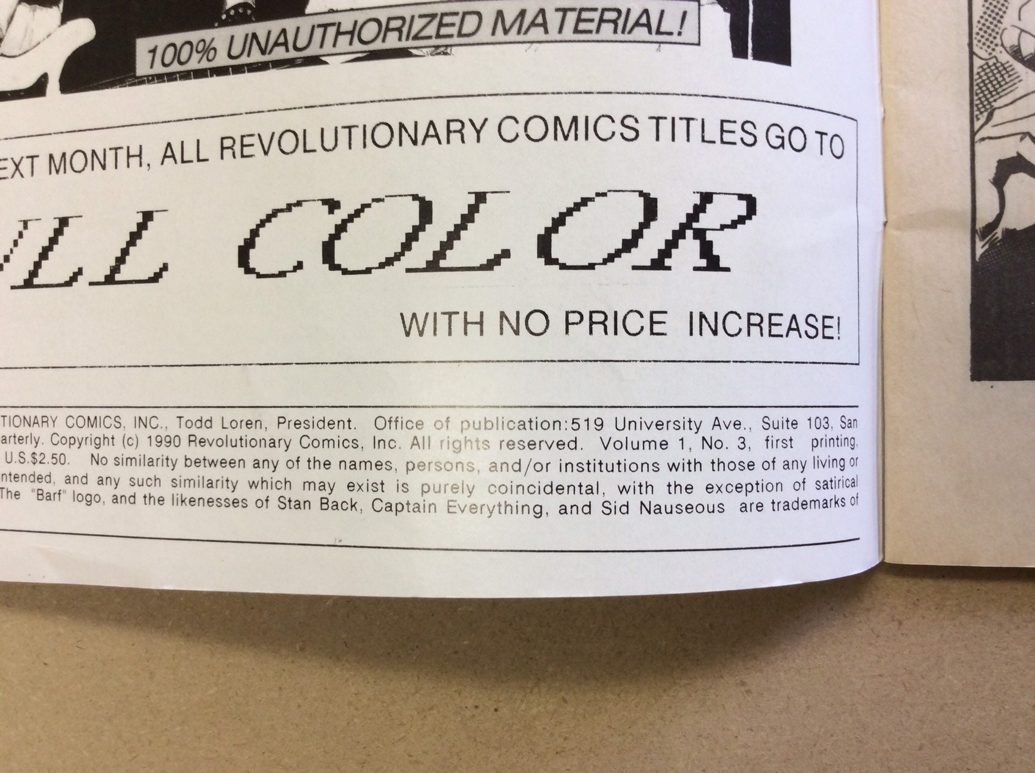 1990 Revolutionary Comics BARF Comic, Volume 1, Number 3, First Printing, Black and White - Etsy