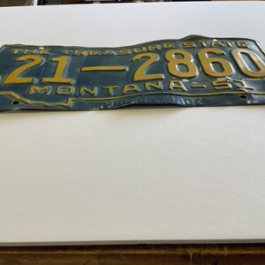 1951 Montana PRISON MADE Metal License Plate,toole County/shelby, 21 ...