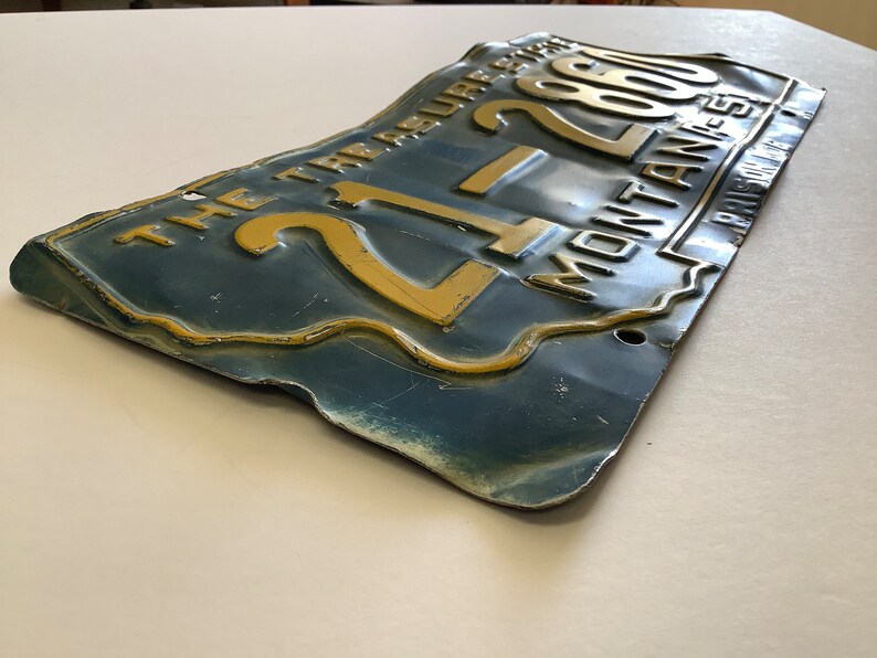 1951 Montana PRISON MADE Metal License Plate,toole County/shelby, 21 ...