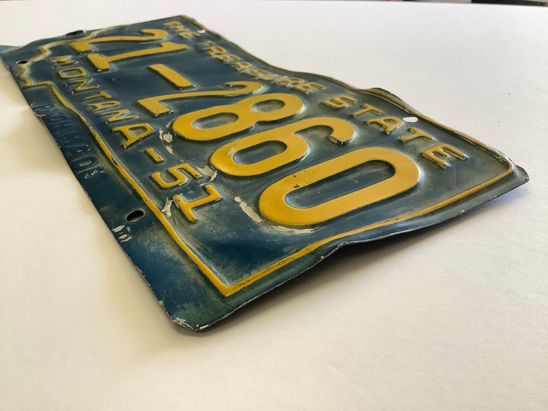 1951 Montana PRISON MADE Metal License Plate,toole County/shelby, 21 ...