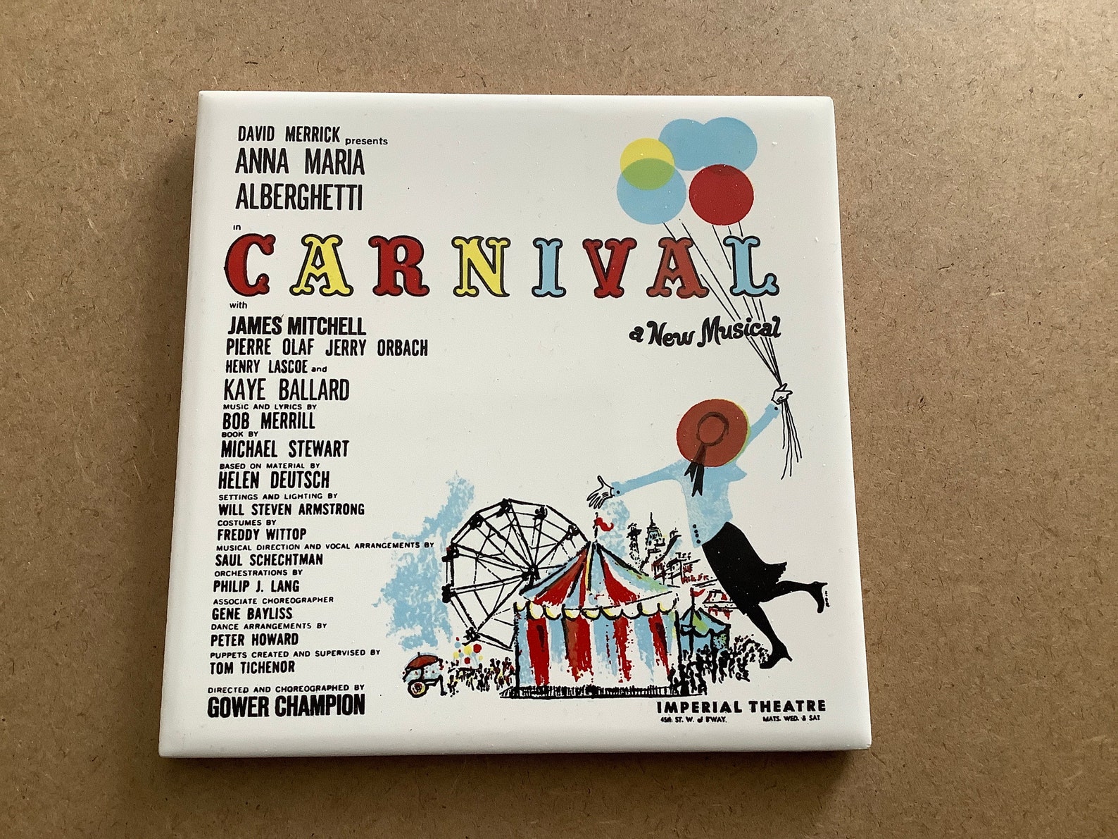 1961 David Merrick Play CARNIVAL a New Musical Tile Poster, Imperial ...