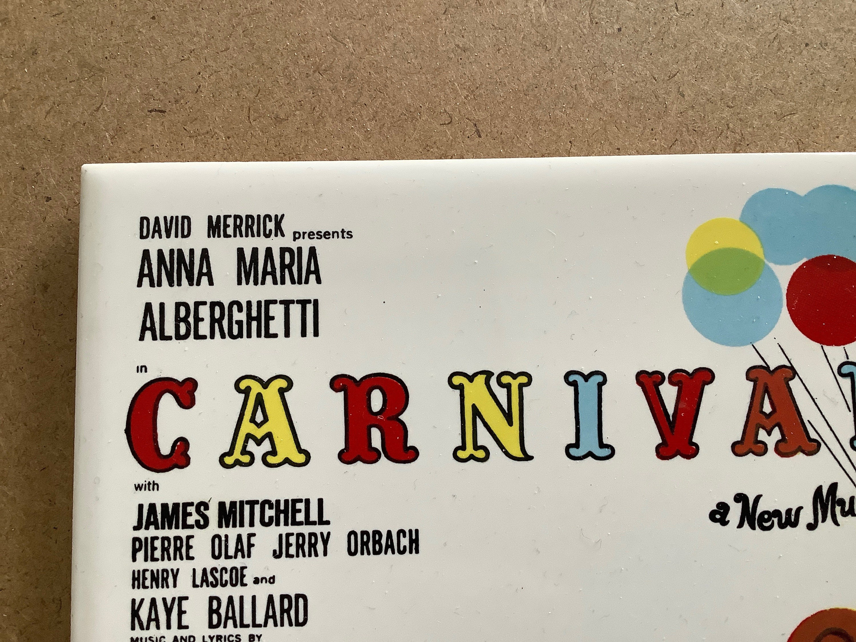 1961 David Merrick Play CARNIVAL a New Musical Tile Poster, Imperial ...