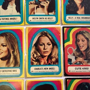 1977 Charlies Angels KELLY, KRIS,SABRINA Cards/stickers, Set of 9, Spelling-goldberg Productions ...
