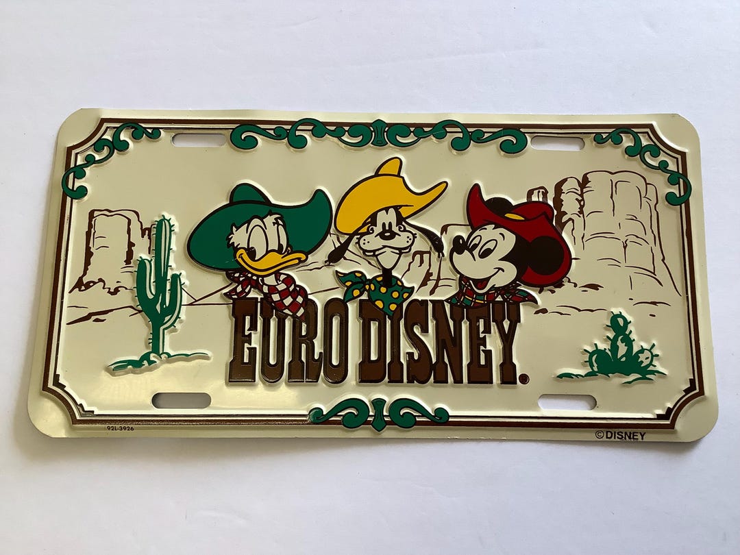 1990s Disney EURO DISNEY License Plate, Donald, Goofy, Mickey, Embossed ...