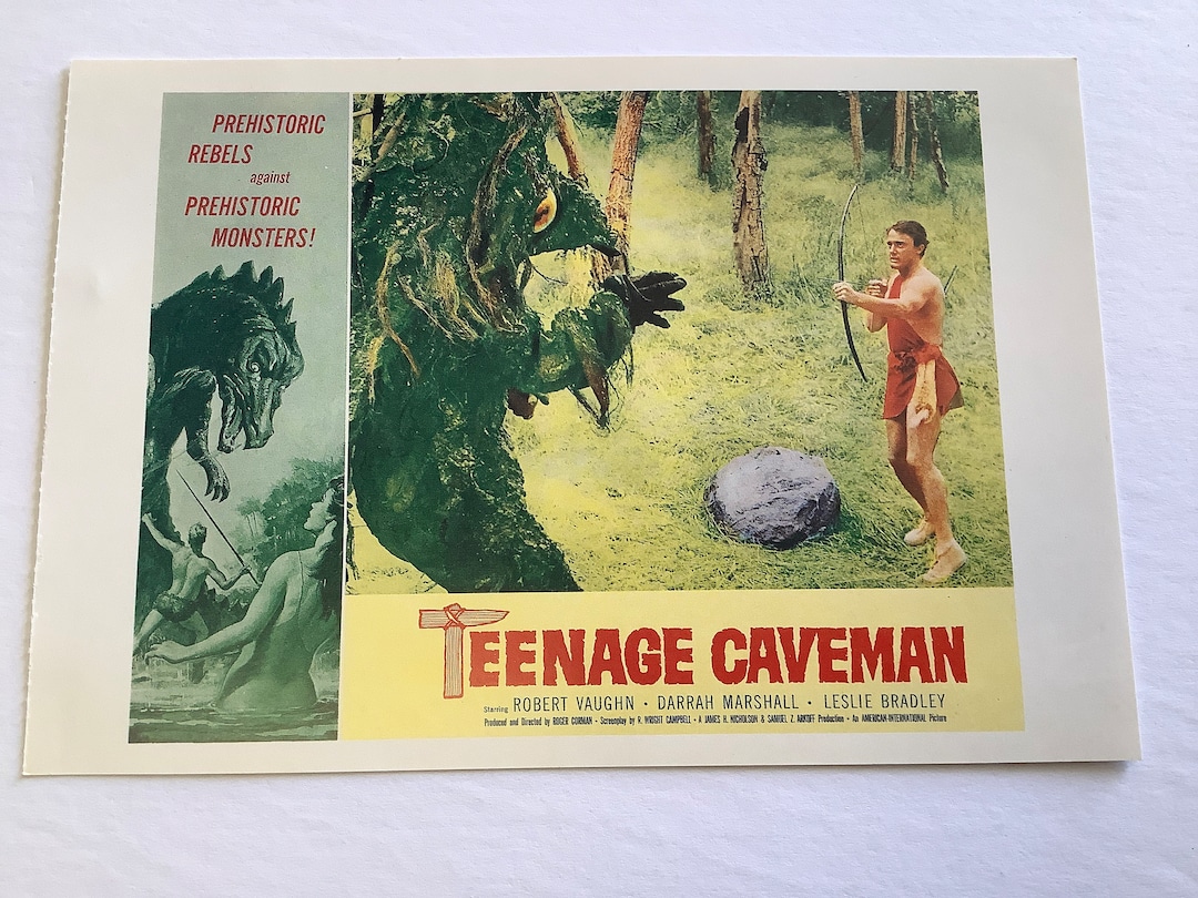 1988 Michael Barson TEENAGE CAVEMAN Movie Poster Postcard, Never Used ...