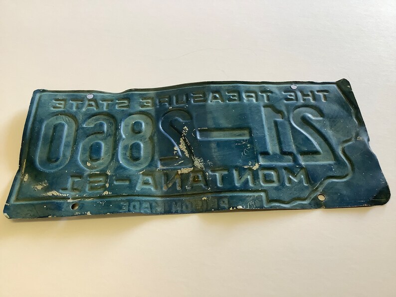 1951 Montana PRISON MADE Metal License Plate,toole County/shelby, 21 ...
