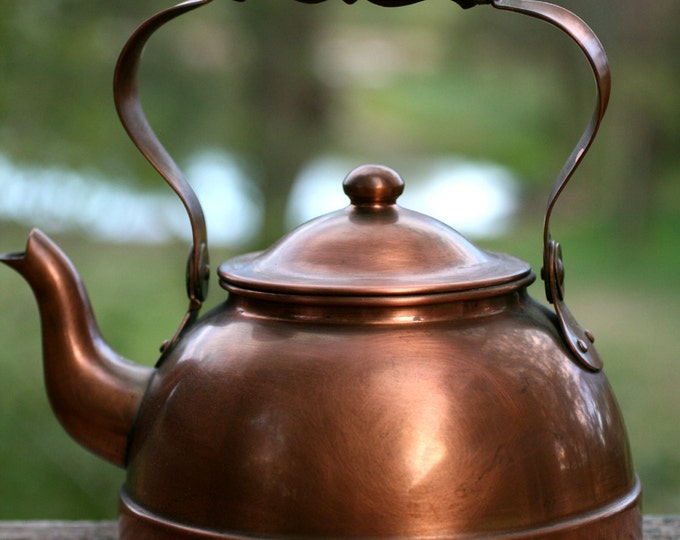 Vintage Copper Tea Kettle, Rustic Primitive Tea Kettle, Made in ...