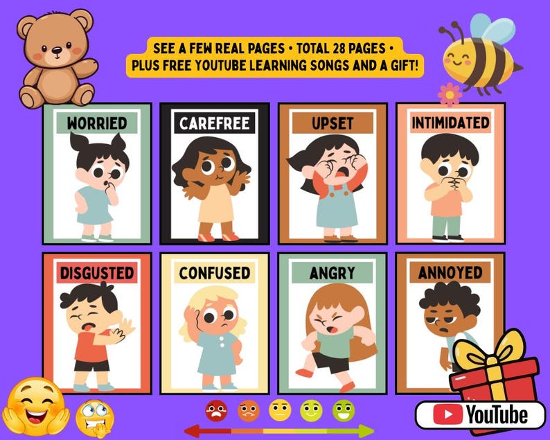Emotions Flash Cards PDF imprimable | Cartes d'apprentissage pour les ...