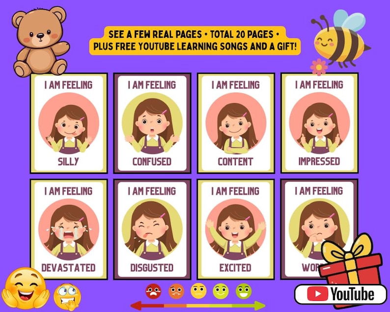 Emotions Flash Cards PDF imprimable | Cartes d'apprentissage pour les ...