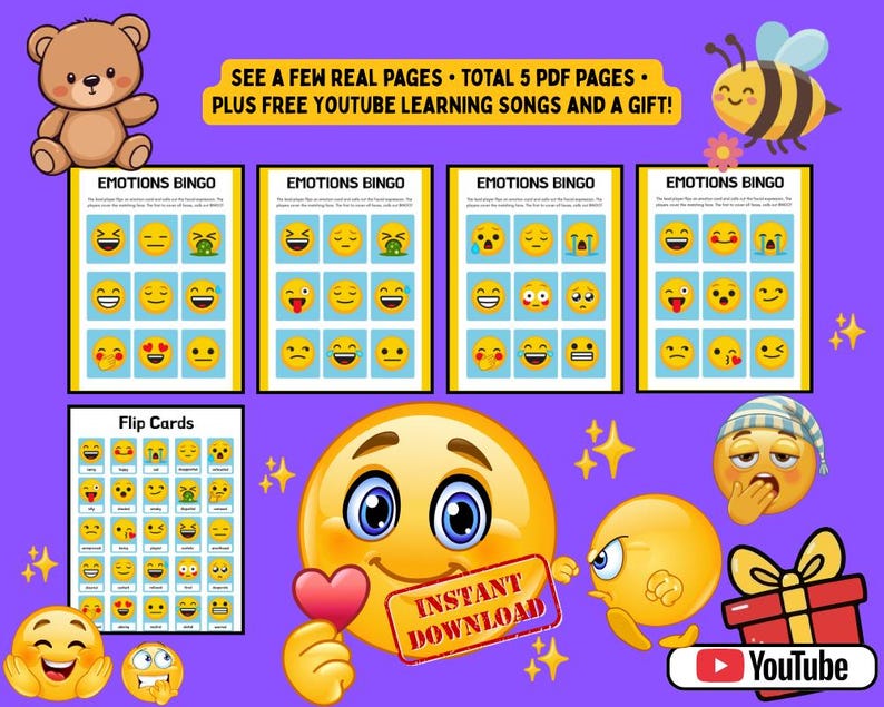 Emotions Flash Cards PDF imprimable | Cartes d'apprentissage pour les ...