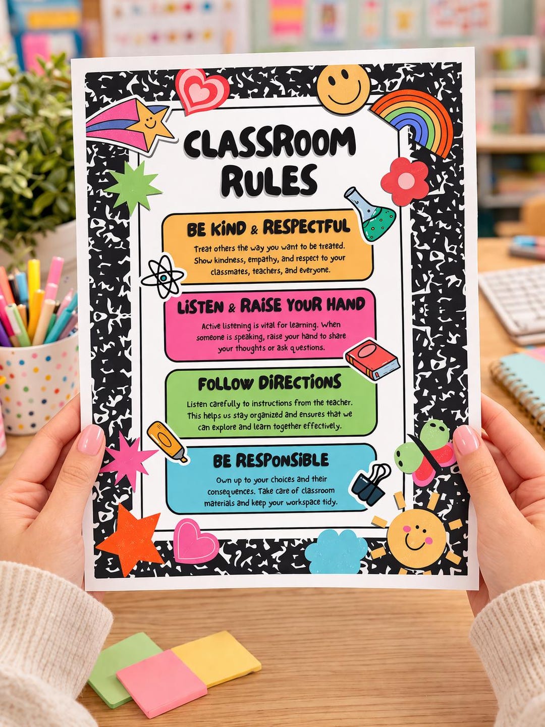 Retro Classroom Rules Poster - Etsy