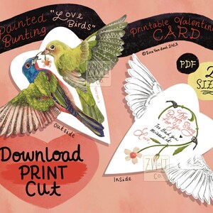 Love Bird Valentine Card, Printable Card for Her, Blank Option, Instant ...