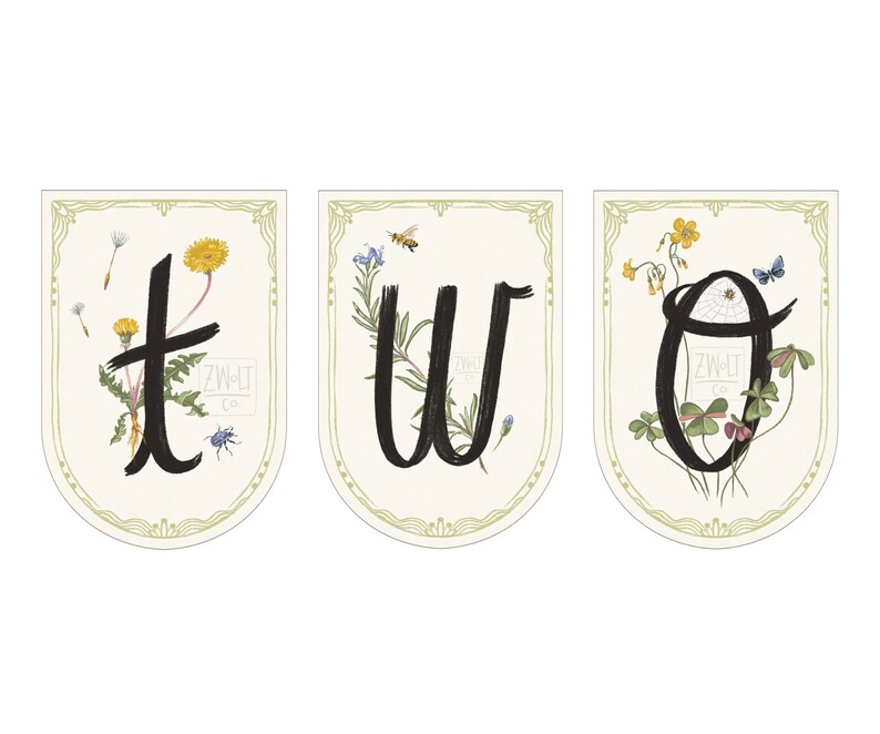 Two Botanical Birthday Banner Two Banner 2 Birthday Two - Etsy