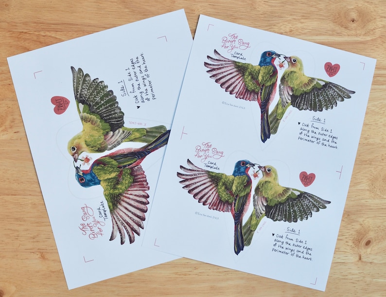 Love Bird Valentine Card, Printable Card for Her, Blank Option, Instant ...
