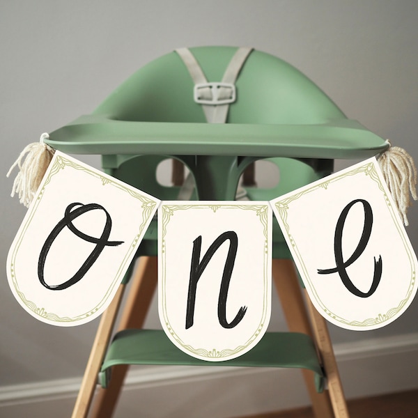 First Birthday Banner, ONE Banner, First Birthday, High Chair Banner ...