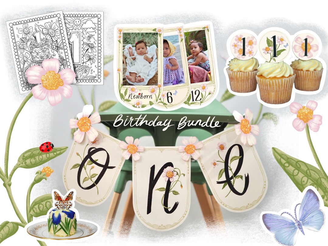 Wildflower First Bday Decor, 1st Birthday Bundle, Wildflower 1st ...