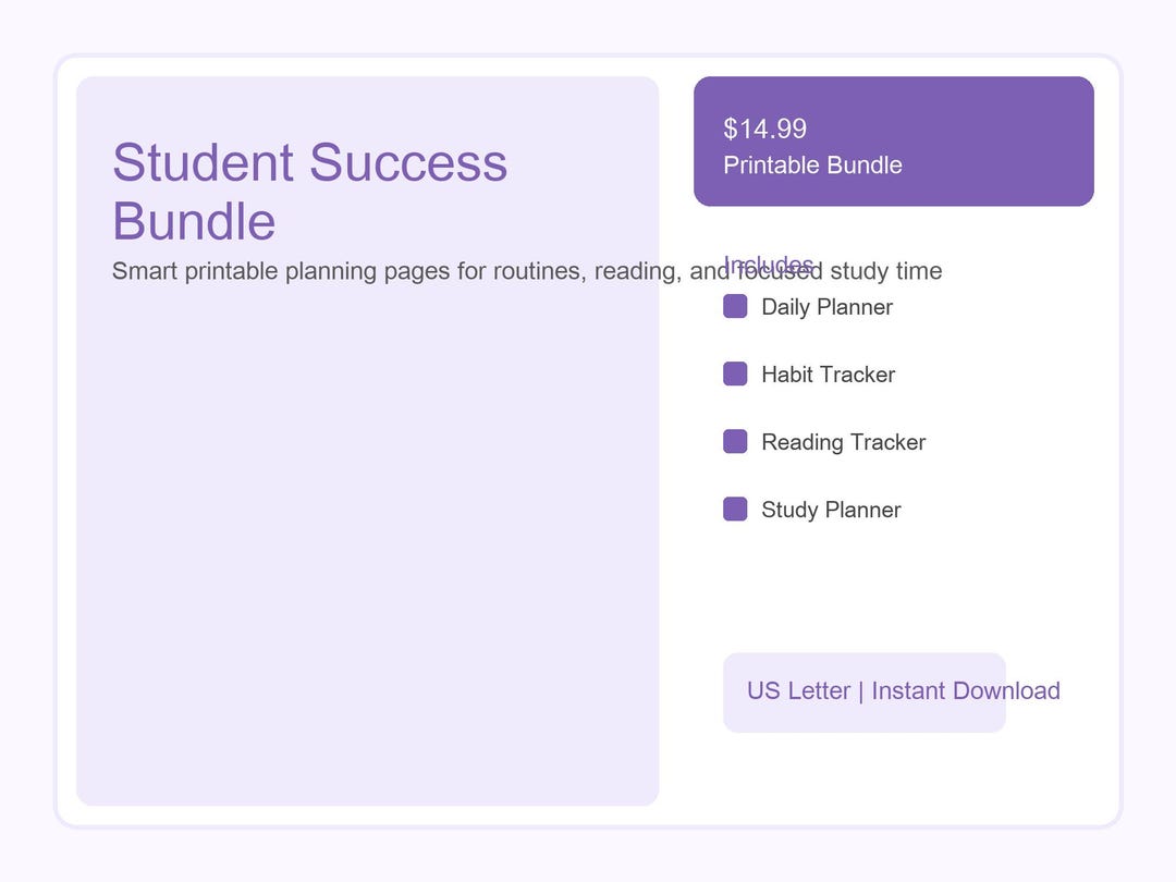 Student Success Bundle Printable | Daily Planner, Habit Tracker ...