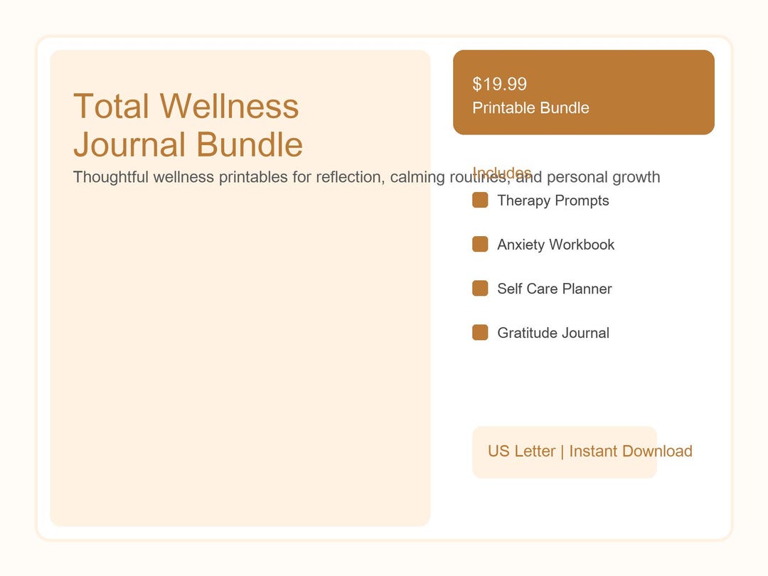 Total Wellness Journal Bundle Printable | Therapy Prompts, Anxiety ...