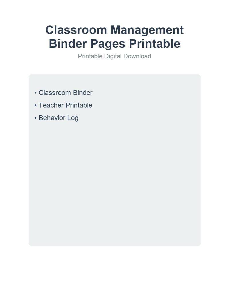Classroom Management Binder Pages Printable | Teacher Behavior Logs ...