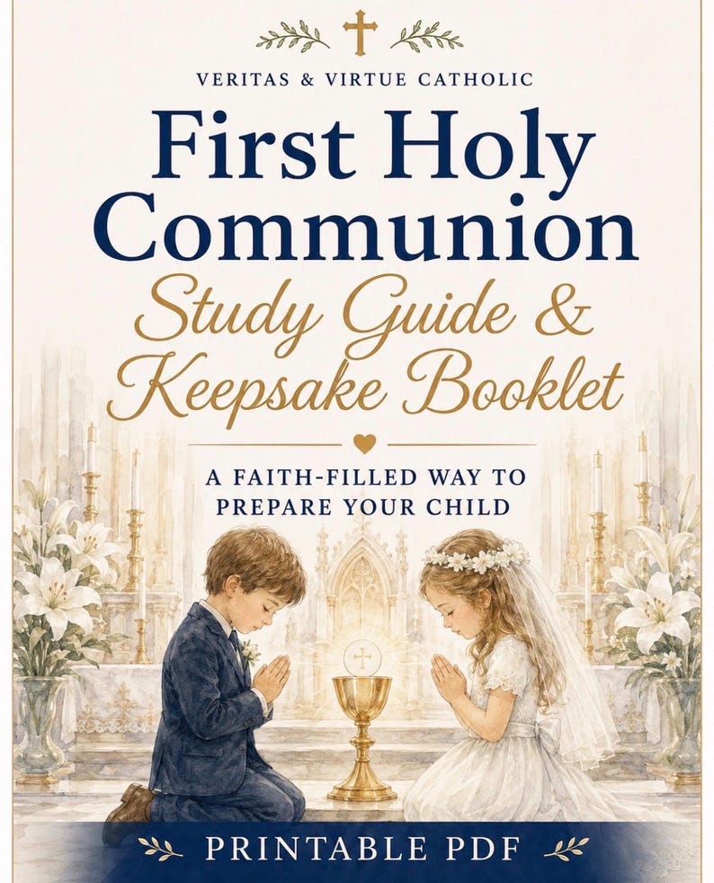 First Holy Communion Study Guide Keepsake Booklet, Catholic Eucharist ...