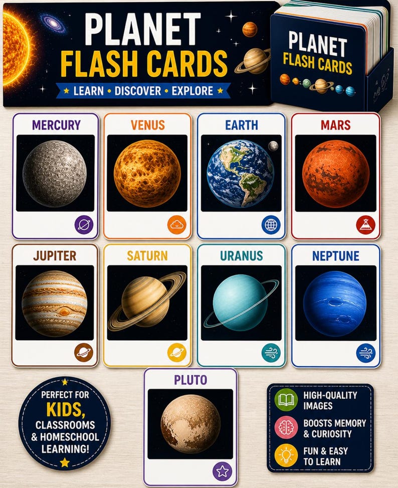 Printable Solar System Flash Cards - Etsy