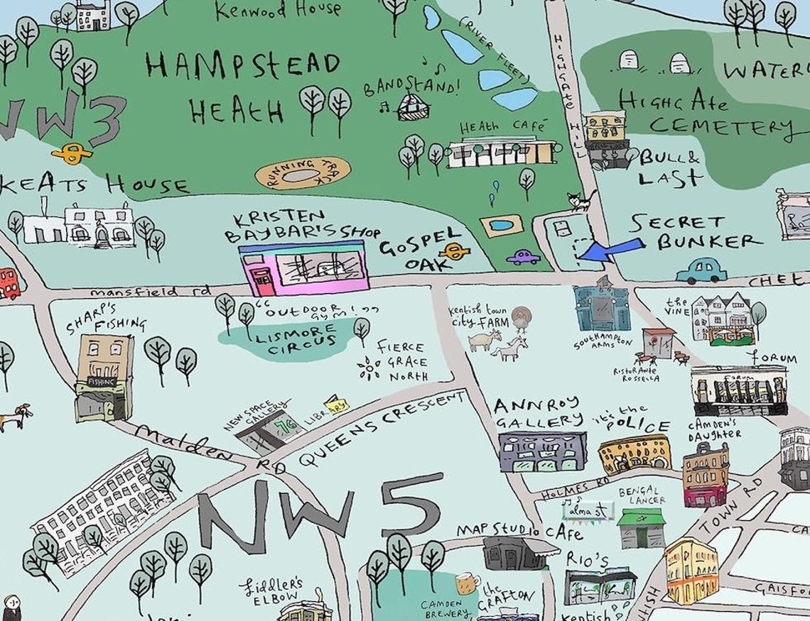 Kentish Town Map - Etsy