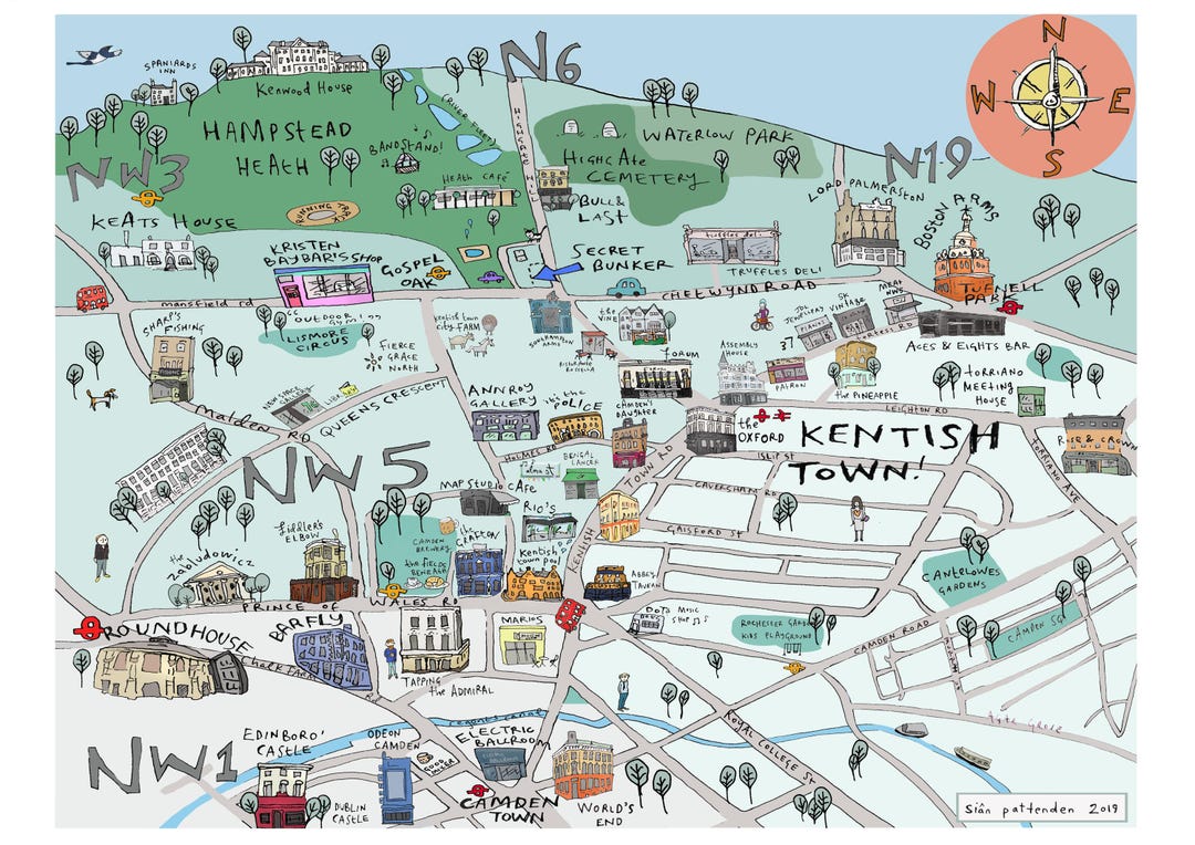 Kentish Town Map - Etsy