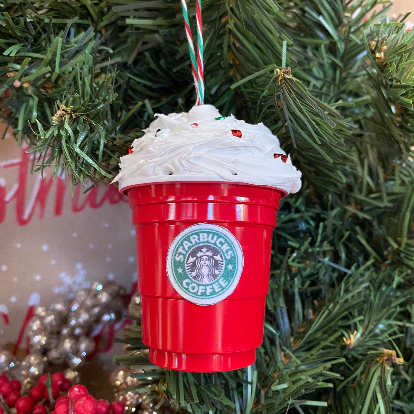 Christmas Holiday Coffee Cup Jingle Bell Ornament - Etsy