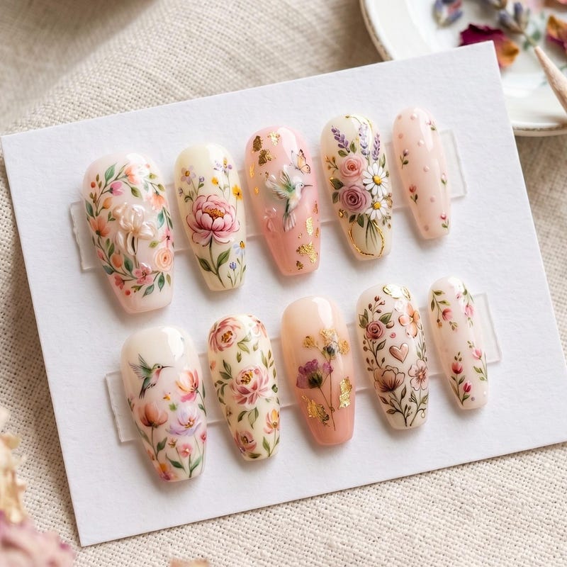 Hummingbird Nail Design - Etsy