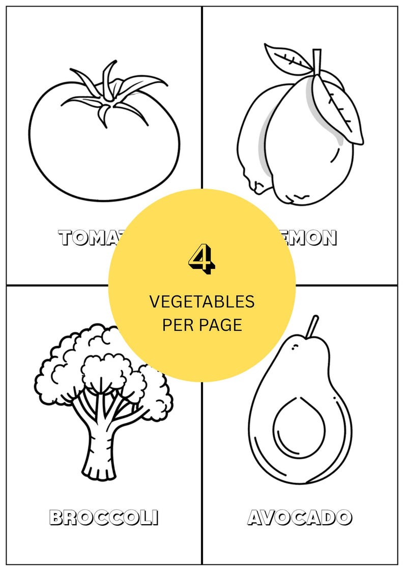 Vegetable Coloring Pages for Kids | Learn & Color Sheets | Card Game ...