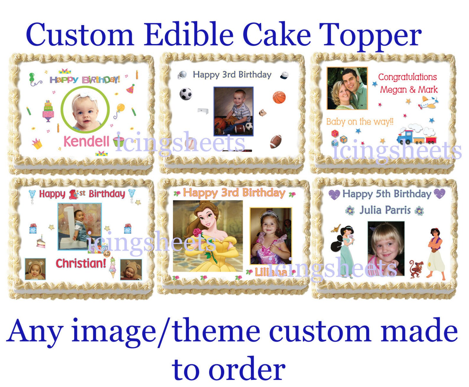 Custom Cake Image Photo Any Theme Edible Cake Topper Birthday | Etsy