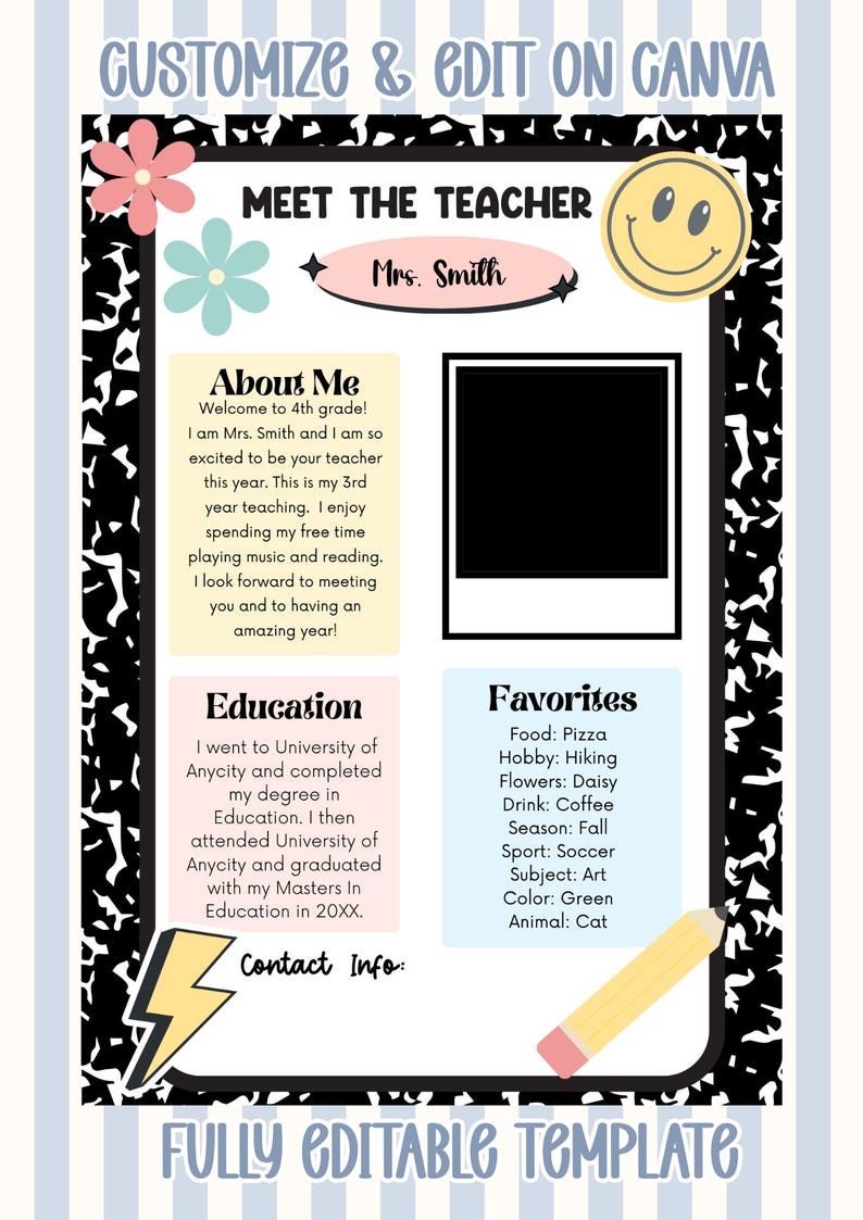 Meet the Teacher Template Editable Canva Template | Back to School Open ...